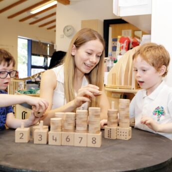 Natural Wood Number Stacker for numbers 1 to 10