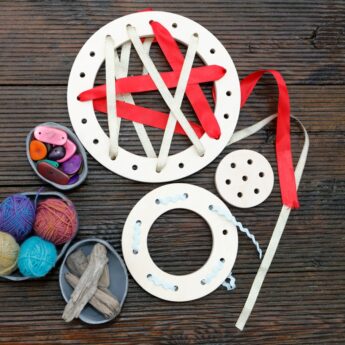 Natural Threading Frames - wooden frames with holes for lacing