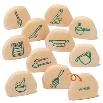 Sequencing stones for mud kitchen play from Yellow Door