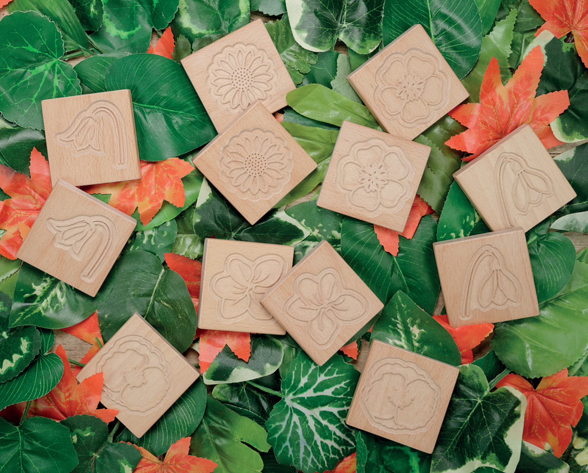 Sensory Flower Tiles - wooden flower tiles for matching games